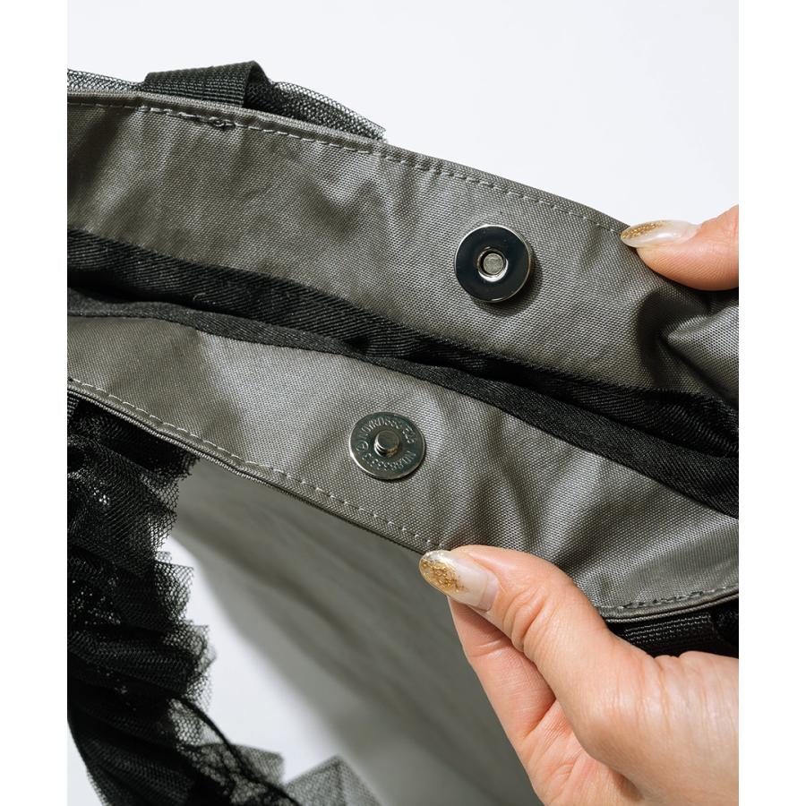 HAYNI 「3/4(20時)から早割」トートバッグ レディース「Tulina チュリナ」チュール リボン サテン ナイロン フリルハンドル ...