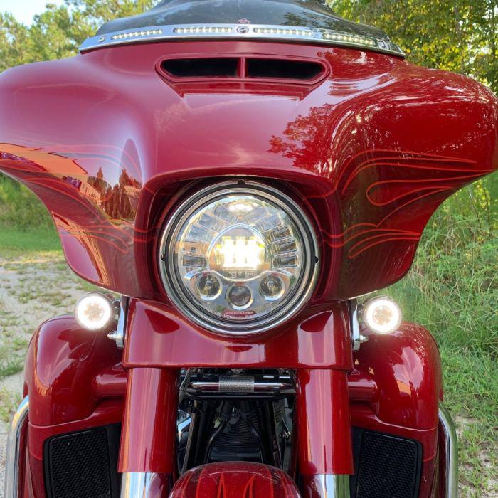 Custom Dynamics PROBEAM 7インチ・アダプティブLEDヘッドライト H4コネクター変換ハーネス付 クローム : HD ...