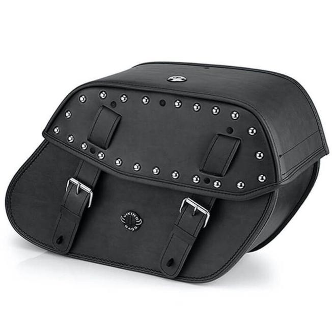 ハーレー・FLSTC、FLHC用 Odin ラージ レザーサドルバッグ(スタッド付) Viking Bags : 22510 : HD ...