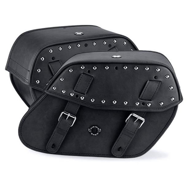 ハーレー・FLSTC、FLHC用 Odin ラージ レザーサドルバッグ(スタッド付) Viking Bags : 22510 : HD ...