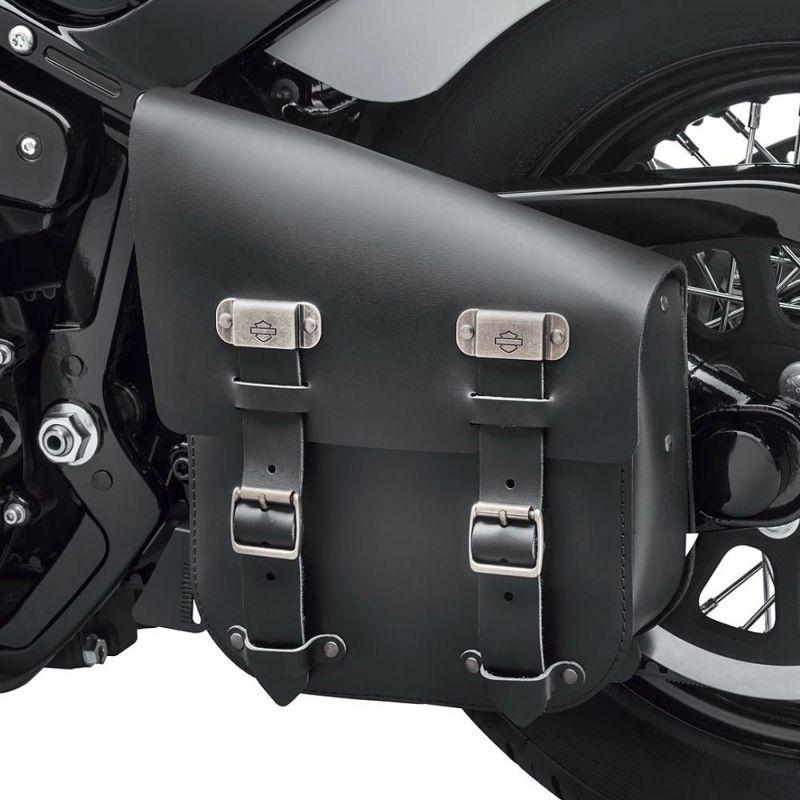 ハーレー ダビッドソン ソフテイル用シングルサイド・スイングアームバッグ ブラックレザー 90201567 : HD-PARTS ハーレー ...