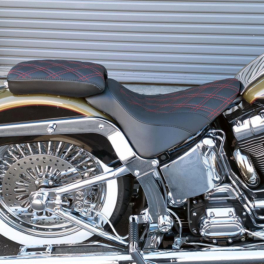 2000〜2005 FLST/C/S/F ソロ＆パッセンジャーシート レッドダブルダイアモンドステッチ CMC : HD-PARTS ハーレーパーツ カスタム専門店 - 通販 - Yahoo ...
