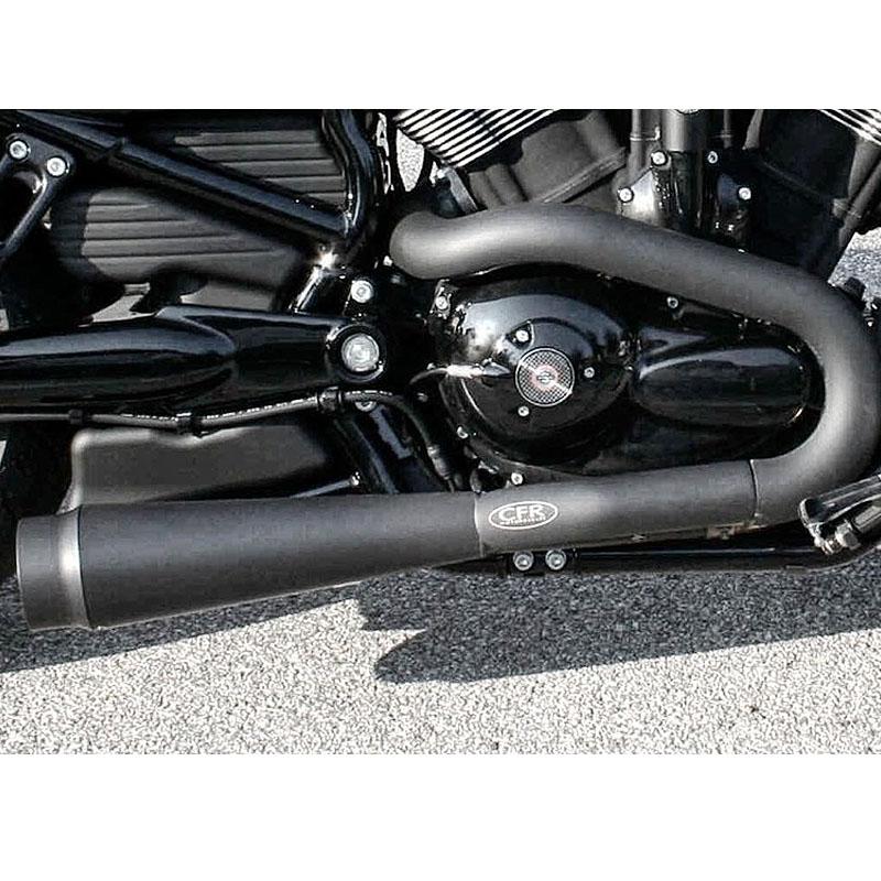 2002〜2009 V-Rod 4.5インチ スリップオンマフラー スムースチップ セラミックブラック CFR : HD-PARTS ハーレー ...