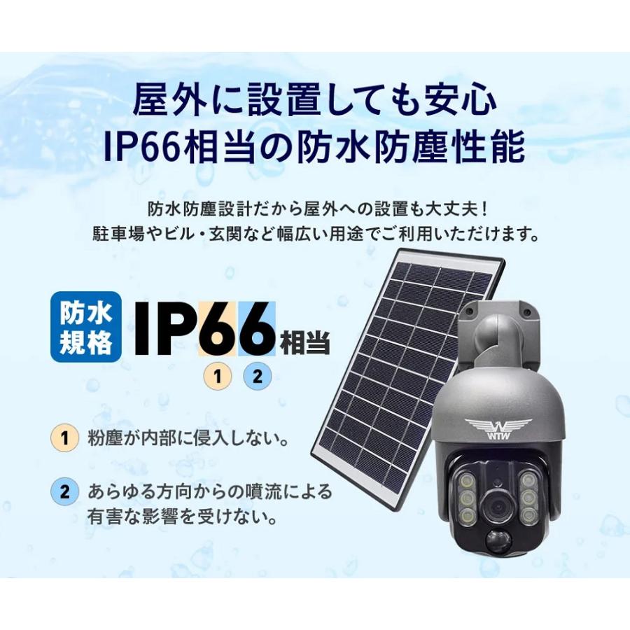 塚本無線 みてるちゃんWSP WTW-WSP21-BL 低照度モデル 防犯カメラ パンチルト ソーラー 300万画素 監視カメラ SDカード録画 PTZ 21000mAh microSDカード ...