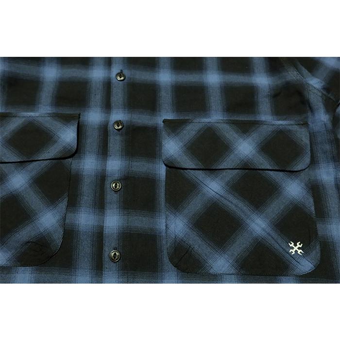 BLUCO ブルコ ビッグポケットワークシャツ オンブレチェック ネイビー 半袖 143-21-004 : HEAD LOCK - 通販 ...