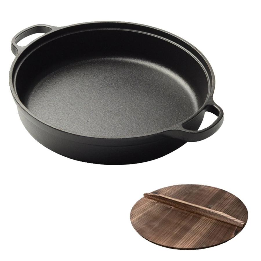 Desirable 鋳物 すき焼き鍋 鍋内径24cm 木蓋セット コーティング無し 鉄製 ガス火 IHヒーター 対応(24cm/蓋) : いいものセレクトなお店 - 通販 - Yahoo!ショッピング