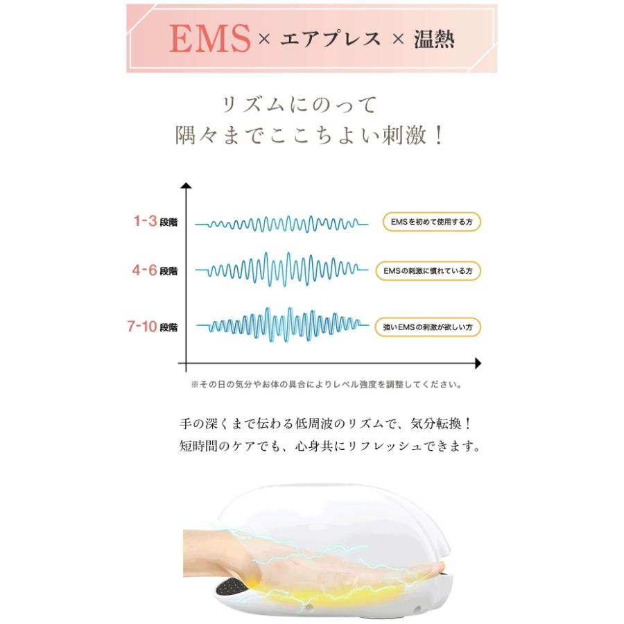WAVEWAVE EMS Hand Esthe ハンドエステ ハンドケア ハンドマッサージャー マッサージ 指ケア リフレッシュ 癒し 温熱 エアプレス エア揉み : ハートドロップ - 通販 ...