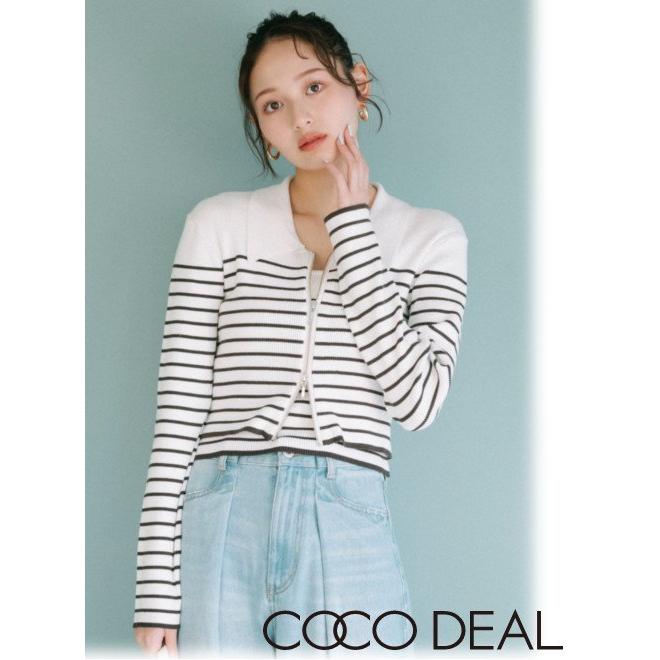 ココディール COCODEAL / 衿付きジップボーダーカーディガン 25春夏 75133062 : Hearty Select Yahoo店 - 通販 - Yahoo!ショッピング
