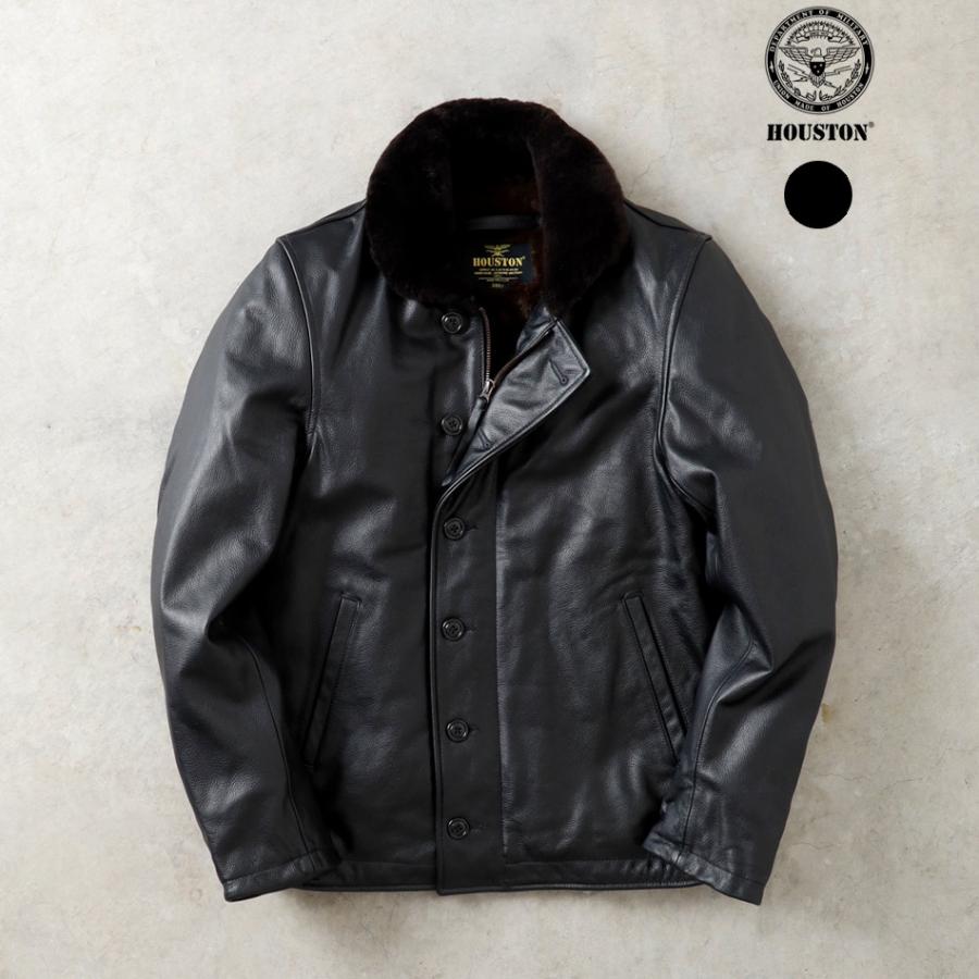 HOUSTON ヒューストン 8177 レザー N-1 デッキジャケット メンズ アウター ミリタリージャケット n1 革ジャン 皮ジャン ...