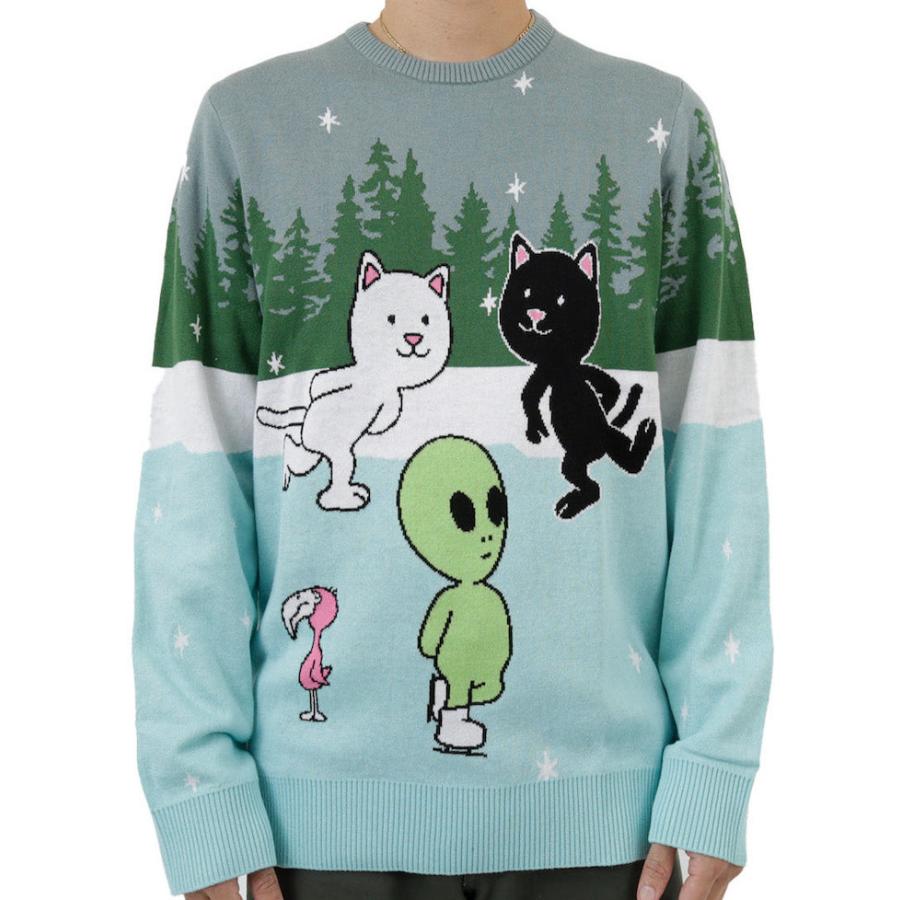 RIPNDIP Ripndip Skating With Friends Knit Sweater Light Blue L セーター 送料 ...