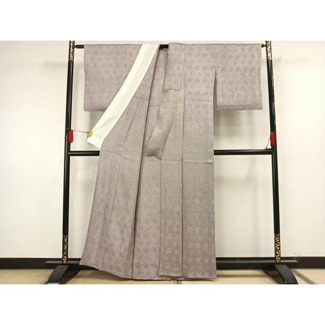 平和屋着物▽名門　藤娘きぬたや・木目絞り　小紋　単衣　草花文　正絹　逸品　AAAW1678fy 平和屋着物▽名門 藤娘きぬたや・木目絞り 小紋 単衣 草花