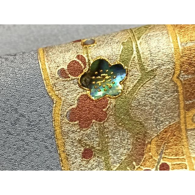 平和屋着物○螺鈿作家 甲斐泰造 色無地 紅碧色 正絹 逸品 AABC4937zg