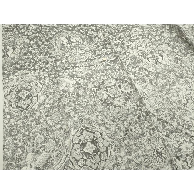 平和屋着物○上質なお召 天目織 向い鳥草花文 正絹 逸品 CAAR6513ze