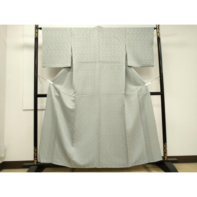 平和屋着物▽上質な色無地 単衣 エ霞地紋 青磁鼠色