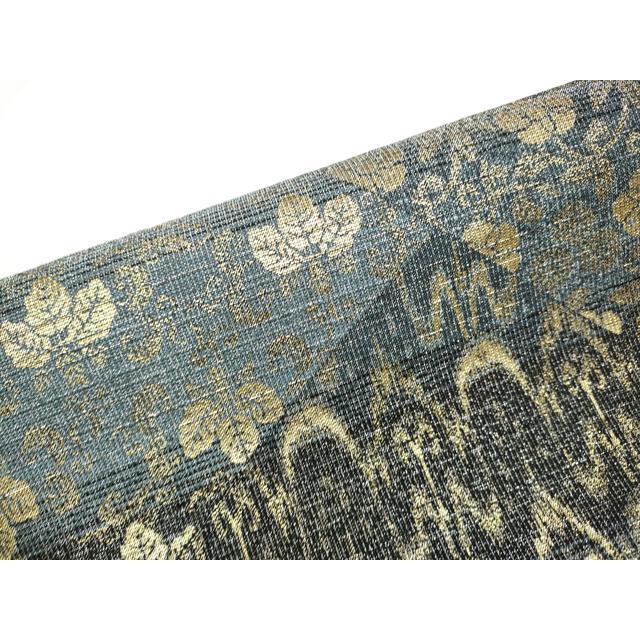平和屋着物○ワンタッチつけ帯 撚り金紬 草花文 金糸 正絹 逸品