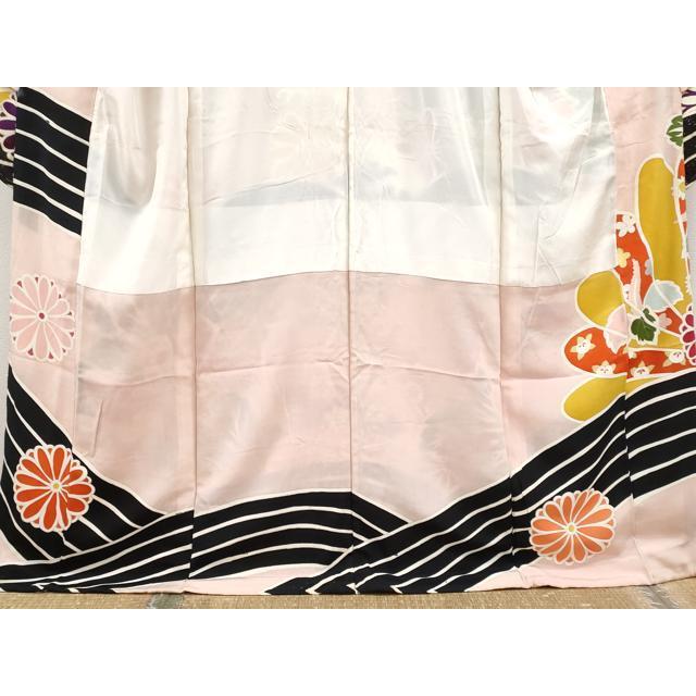 平和屋本店□極上 アンティーク 大正ロマン 振袖 駒刺繍 立波舞花文 金銀彩