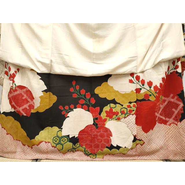 平和屋本店□極上 アンティーク 大正ロマン 振袖 駒刺繍 御所車吉祥文