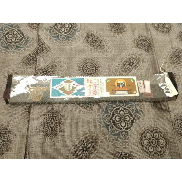 平和屋着物○本場大島紬 9マルキ 古代染色純泥染 花絵皿文