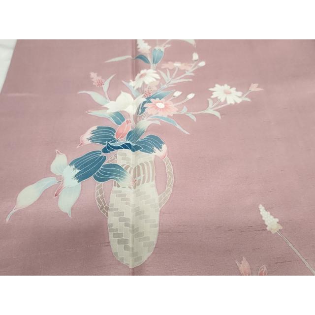 平和屋着物○訪問着 友禅 作家物 白山紬 草花文 大丸扱い 正絹 逸品 未