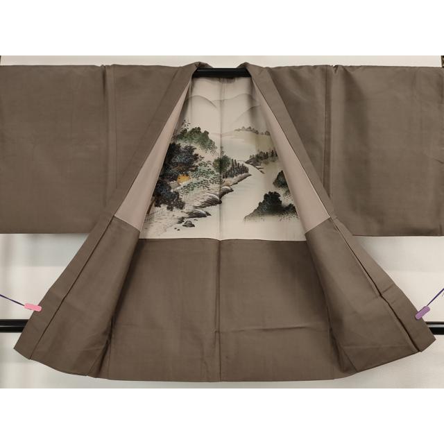 平和屋本店■極上　男性　紬　アンサンブル　着物：赤墨色　羽織：胡桃染色　逸品　DZAA4532kh5 平和屋本店□極上 男性 紬 アンサンブル 着物：赤墨色 羽織：胡桃染色