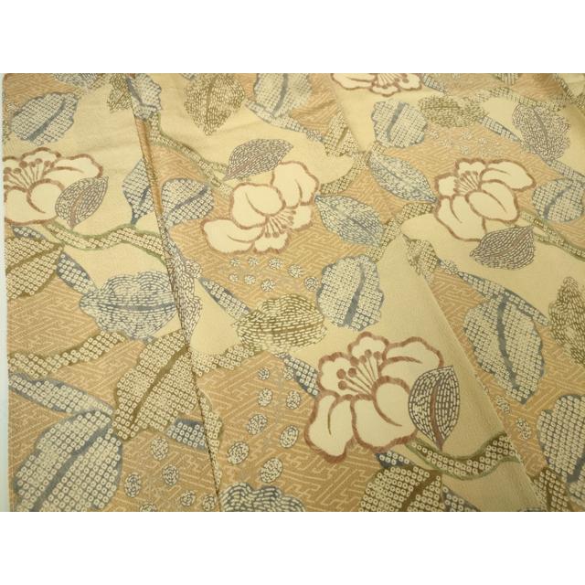 平和屋本店□極上 摺型友禅 京都 多ち花 小紋 枝花文 鬼しぼ縮緬 逸品