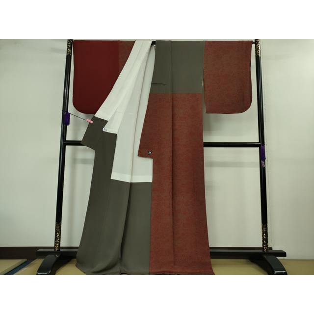 平和屋本店□希少 着物デザイナー 紫藤尚世 訪問着 片身替わり 鬼しぼ