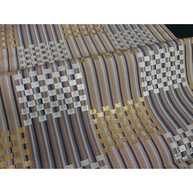 平和屋本店□極上 龍村美術織物 たつむら 本袋帯 チャンカイ縞にしき 金