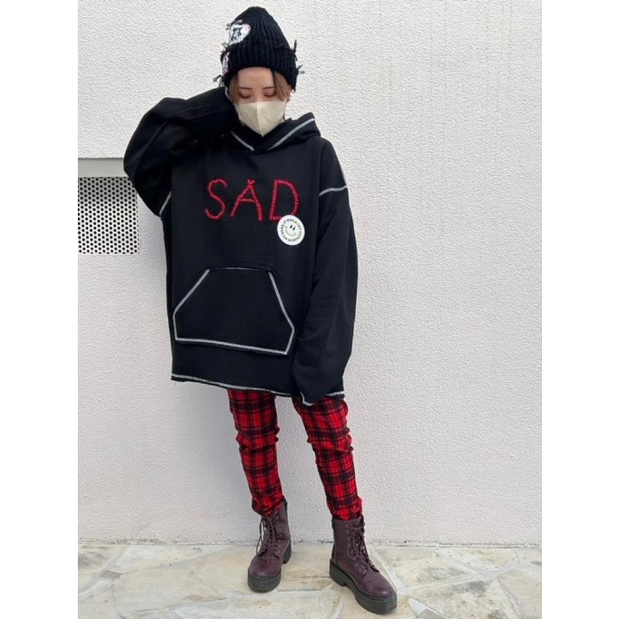 HELLCATPUNKS フーディー パーカー 刺繍 パッチ ブラック ブルー Fサイズ レディース ヘルキャットパンクス SADフーディー ...