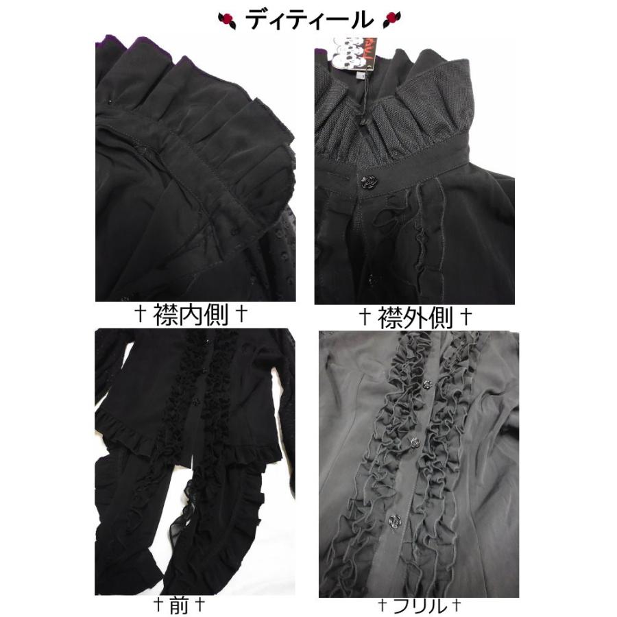 薔薇チョーカー付 立襟ブラウスシャツ ドット柄シースルー 薔薇チョーカー付 立襟ブラウスシャツ ドット柄シースルー