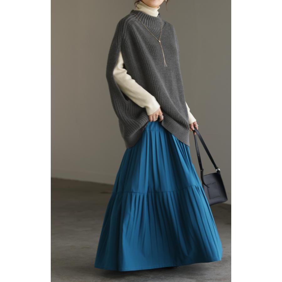 ベスト ニット 体型カバー レディース トップス レイヤード ニットベスト セーター ハイネック ロング チュニック ジレ タートル タートルニット 半袖 : f036 : HUG.U(ハグ ...