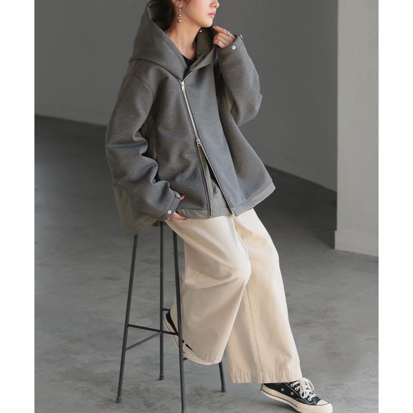 ジャケット 中綿 ロング レディース アウター コート アシメ アシンメトリー ダブルジップ フード キルティング : f143 : HUG.U(ハグユー) - 通販 - Yahoo!ショッピング