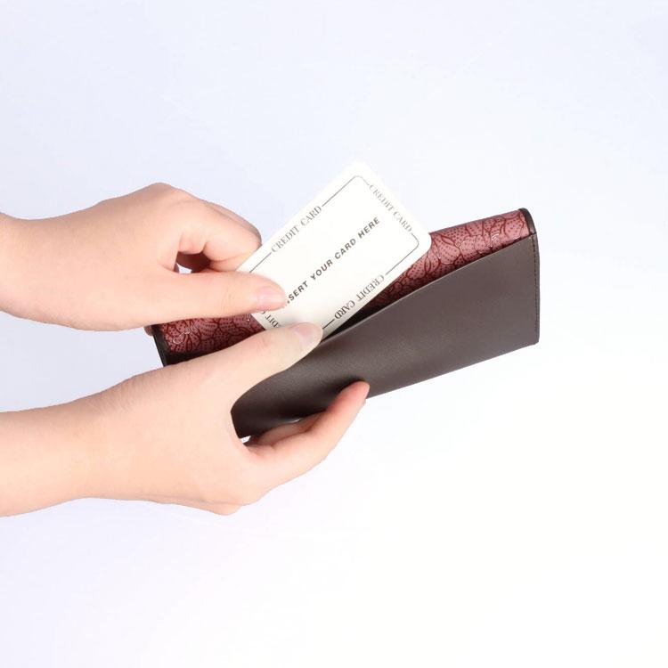 印伝 草木染 日本製 長財布 鹿革 牛革 ディアレザー レッド 牡丹柄