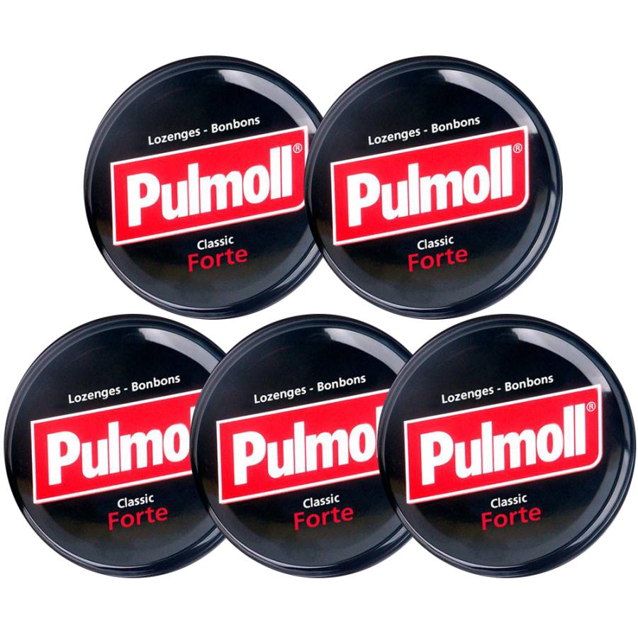 Pulmoll プルモール フォルテ 75g 5缶セット 送料無料 はちみつとメントール リコリスの味 のど飴 リコリス ドイツキャンディ ...