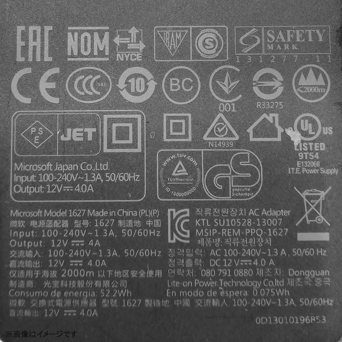 Surface 中古 純正 マイクロソフト ACアダプター model 1627 SurfaceLaptop Pro3 対応 48W ...