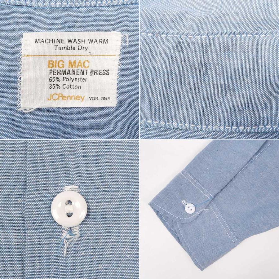 ビッグマック BIG MAC 70's シャンブレーシャツ 長袖 無地 定番 USA ヴィンテージ アメリカ古着 JCペニー (-6809) ブルー / 青 M : Hi-smile - 通販 ...