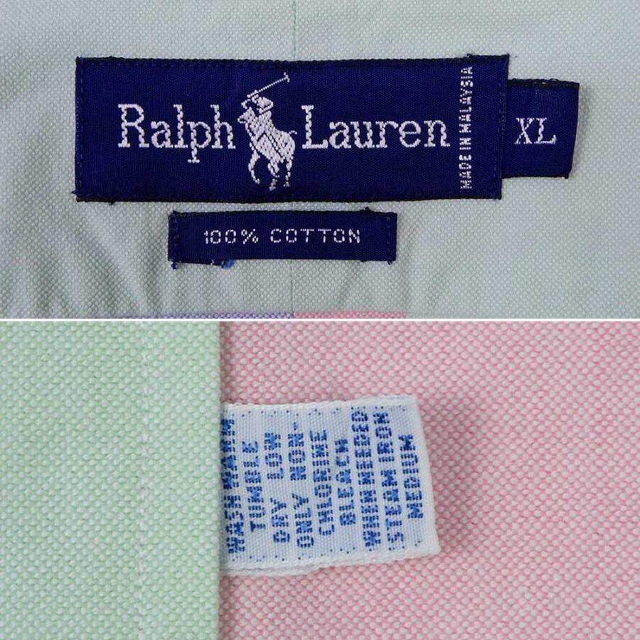 ポロラルフローレン POLO RALPH LAUREN 90's ボタンダウンシャツ BIG SHIRT 同型 珍品 BD 古着 (-8972) マルチストライプ柄 XL ...