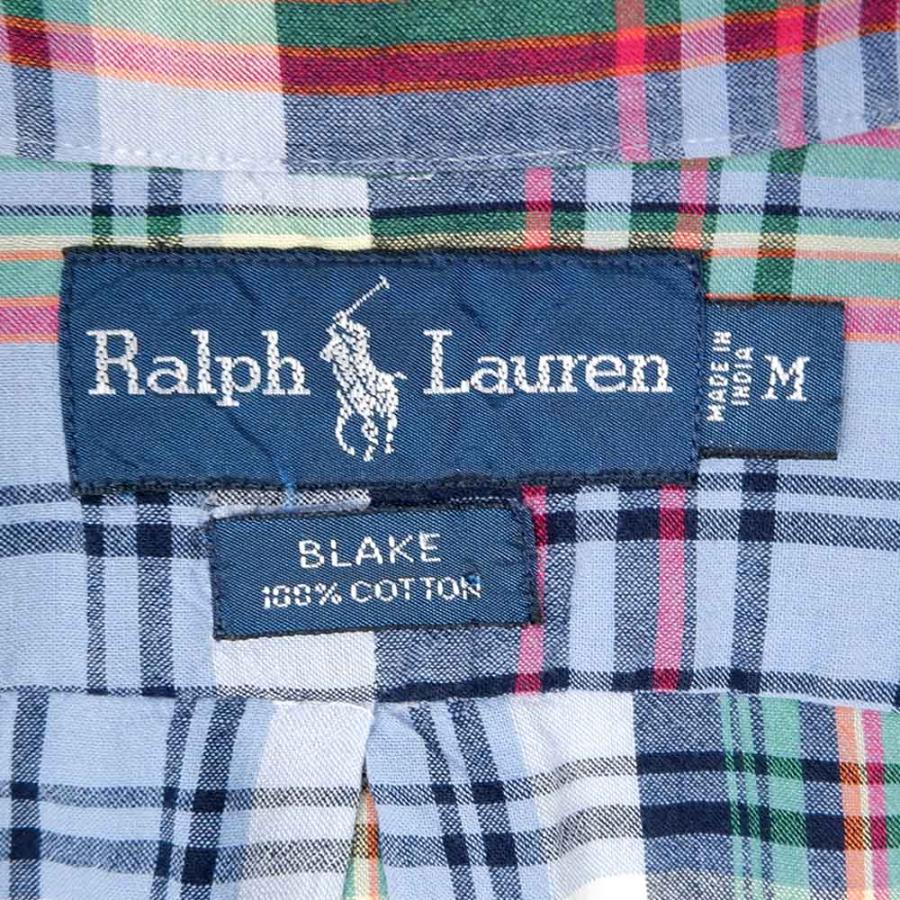 ポロラルフローレン POLO RALPH LAUREN 90's ボタンダウンシャツ BD 半袖 BLAKE 古着 (-9051) ネイビー系 マドラスチェック柄 M : Hi-smile ...