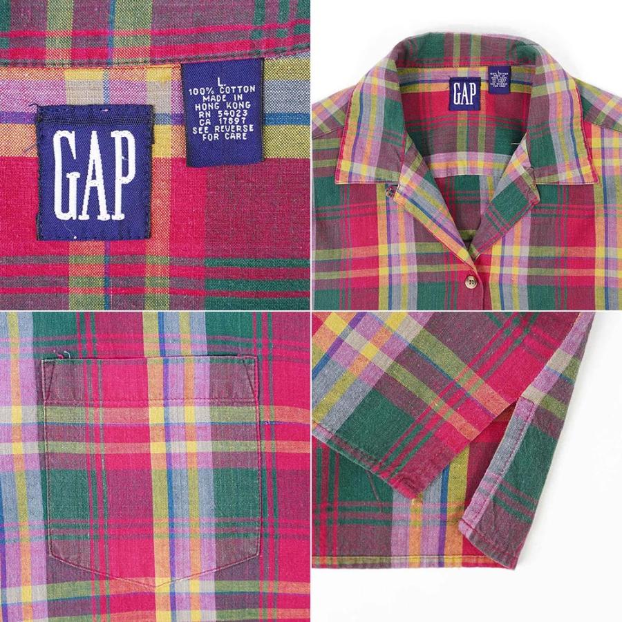 オールドギャップ OLD GAP 90's 90年代 半袖 オープンカラーシャツ 開襟 旧タグ ビンテージ 古着 (-9812) レッド系 チェック柄 L : Hi-smile - 通販 ...