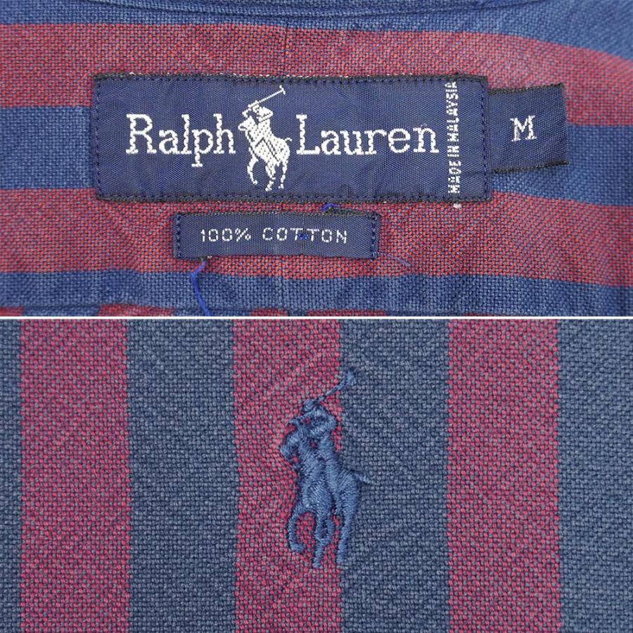 ポロラルフローレン POLO RALPH LAUREN 90s ストライプ柄 ボタンダウンシャツ BD オックス (-4807) ネイビー×バーガンディー M : Hi-smile - 通販 ...
