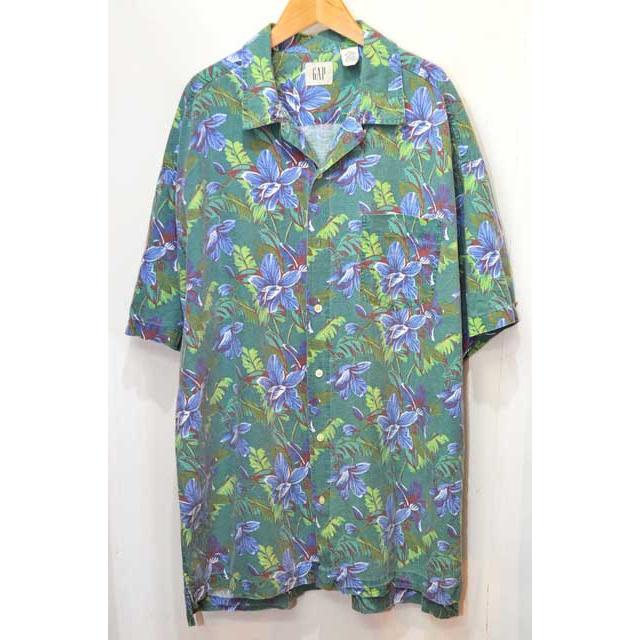 ギャップ GAP 90's オープンカラーシャツ コットンリネン ビンテージ USA アメリカ古着 緑系 総柄 サイズ XL : mtp03970101752128 : Hi-smile ...