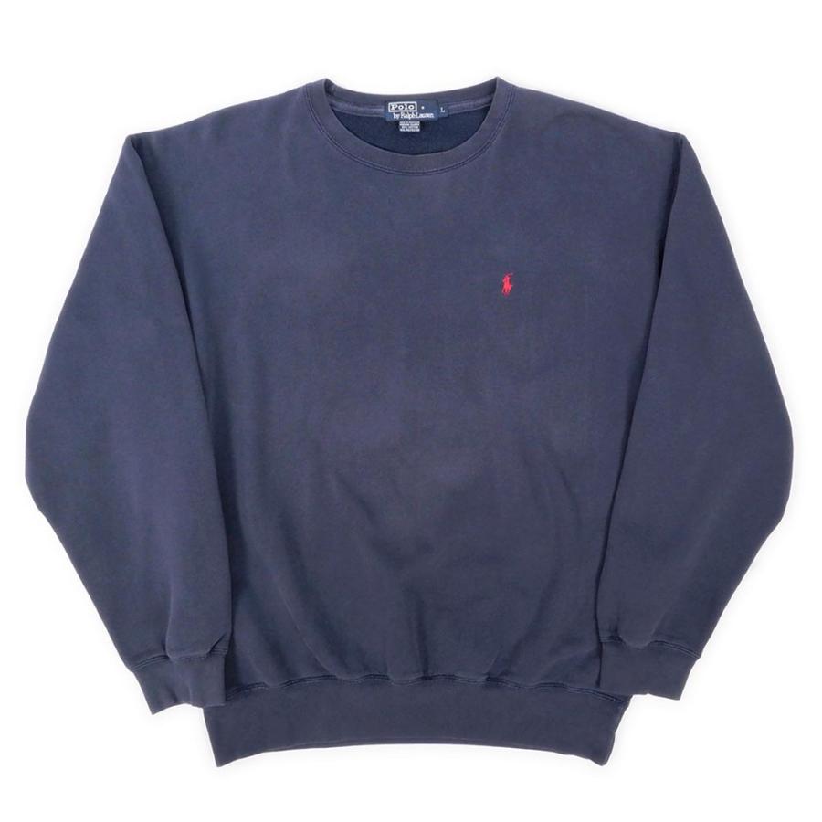ポロラルフローレン Polo Ralph Lauren 90s ロゴ刺繍 スウェット ワンポイント 定番 古着 トレーナー (-7172) ネイビー / 紺 L : Hi-smile - 通販 ...