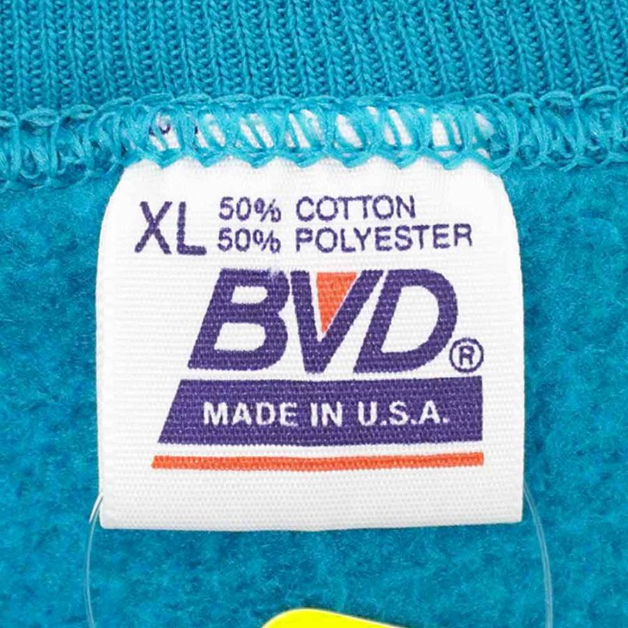 美品 BVD 90s ブランクスウェット MADE IN USA アメリカ製 無地 古着 旧タグ ビンテージ トレーナー (3607) ターコイズブルー XL ...