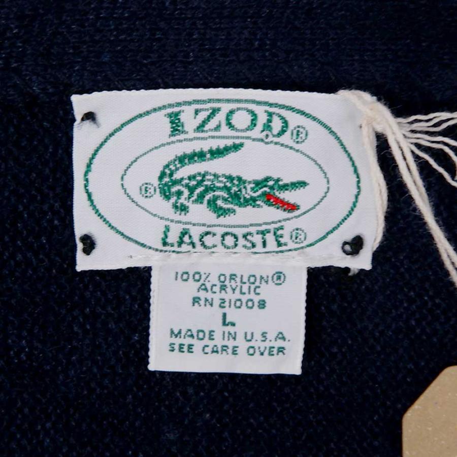 ラコステ IZOD LACOSTE 80s 80年代 アクリル ニット カーディガン USA製 ワンポイント ビンテージ 古着 (-8285) ネイビー / 紺 L : Hi-smile ...