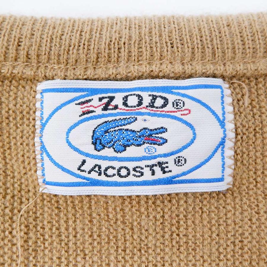 ラコステ LACOSTE 80's Vネック アクリル ニット セーター IZOD 糸巻きタグ 定番 USA ヴィンテージ 古着 (-7187) ベージュ M ...