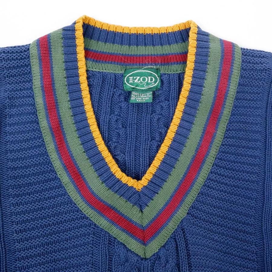アイゾッド IZOD 90's コットン チルデン ニット セーター Vネック ケーブル編み USA ビンテージ 古着 (-8195) ネイビー / 紺 L : Hi-smile - 通販 ...