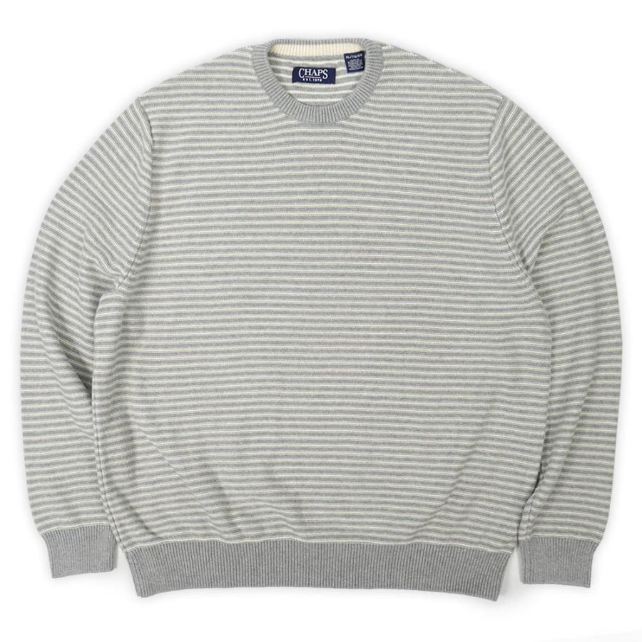 チャップス CHAPS 00's 2000年代 マルチボーダー コットンニット クルーネック Y2K 古着 セーター (-0251) グレー×ホワイト XL : Hi-smile - 通販 ...
