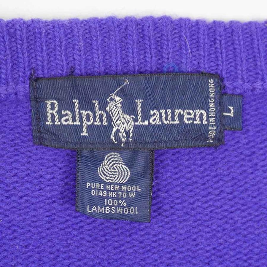 ラルフローレン RALPH LAUREN 90's クルーネック ウールニット セーター POLO ポロ ロゴ 刺繍 古着 (-1068) パープル / 紫 L : Hi-smile - 通販 ...