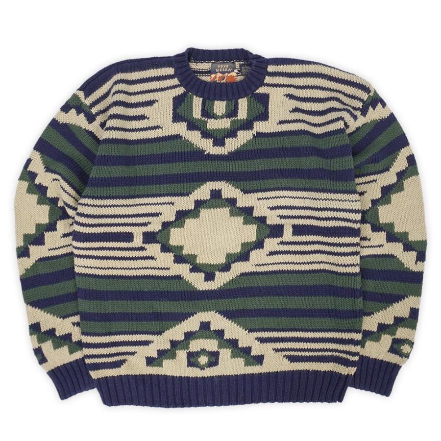 HIGH SIERRA 90s 90年代 総柄 コットンニット USA ヴィンテージ ネイティブ柄 アメリカ 古着 セーター (-3873) ネイビー系 L : Hi-smile - 通販 ...