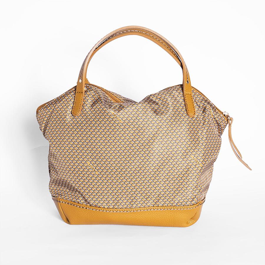 VISONA ヴィソナ レディース ハンドバッグ マスタード イエロー ナイロン 牛革 レザー 本革 イタリア製 VS-034 ファスナー開閉 ポケット付き : vs23299 : HI ...