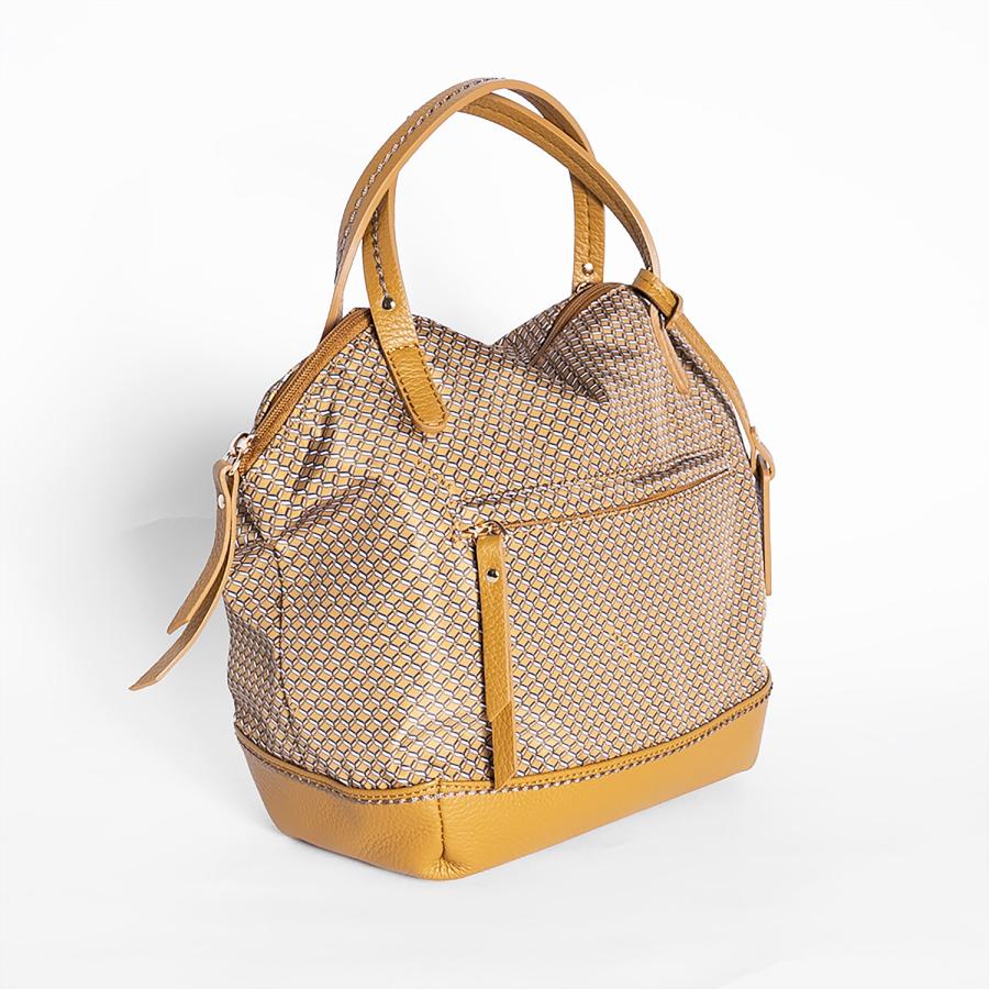 VISONA ヴィソナ レディース ハンドバッグ マスタード イエロー ナイロン 牛革 レザー 本革 イタリア製 VS-034 ファスナー開閉 ポケット付き : vs23299 : HI ...